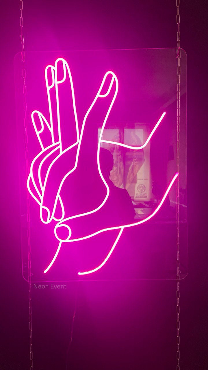 Letrero de neón de manos Letrero de neón LED de parte del - Etsy México