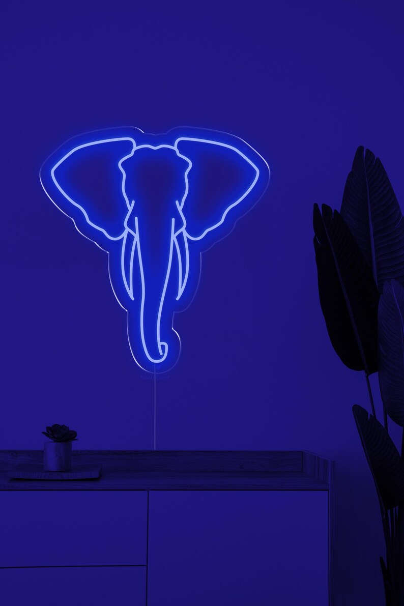 Elephant Neon Sign - Led Wall Sign, Kids Room Neon Sign, Animal Neon ...