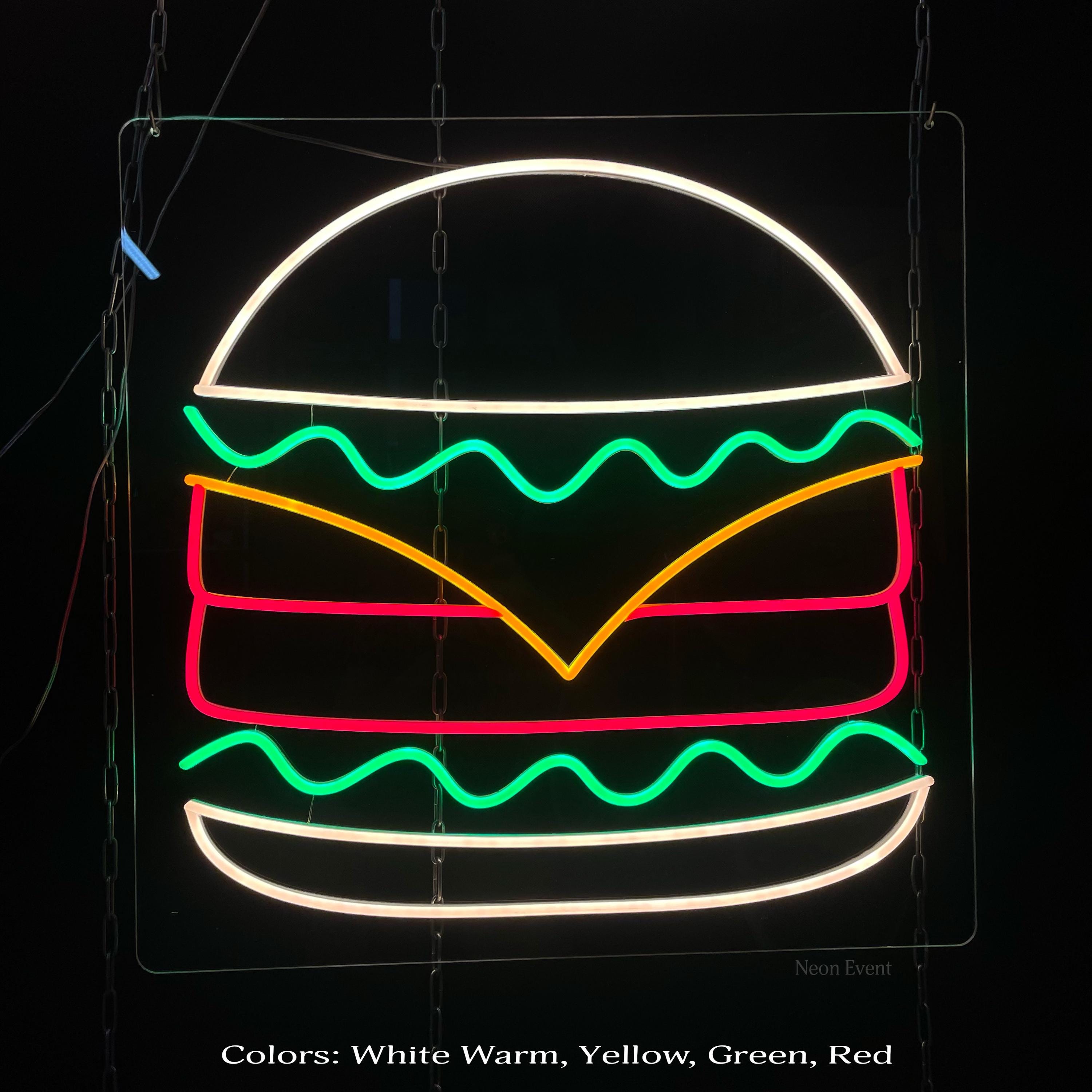 Burger Neon Sign, Food Neon Sign, Fast Food Led Sign, Cafe Neon Sign ...