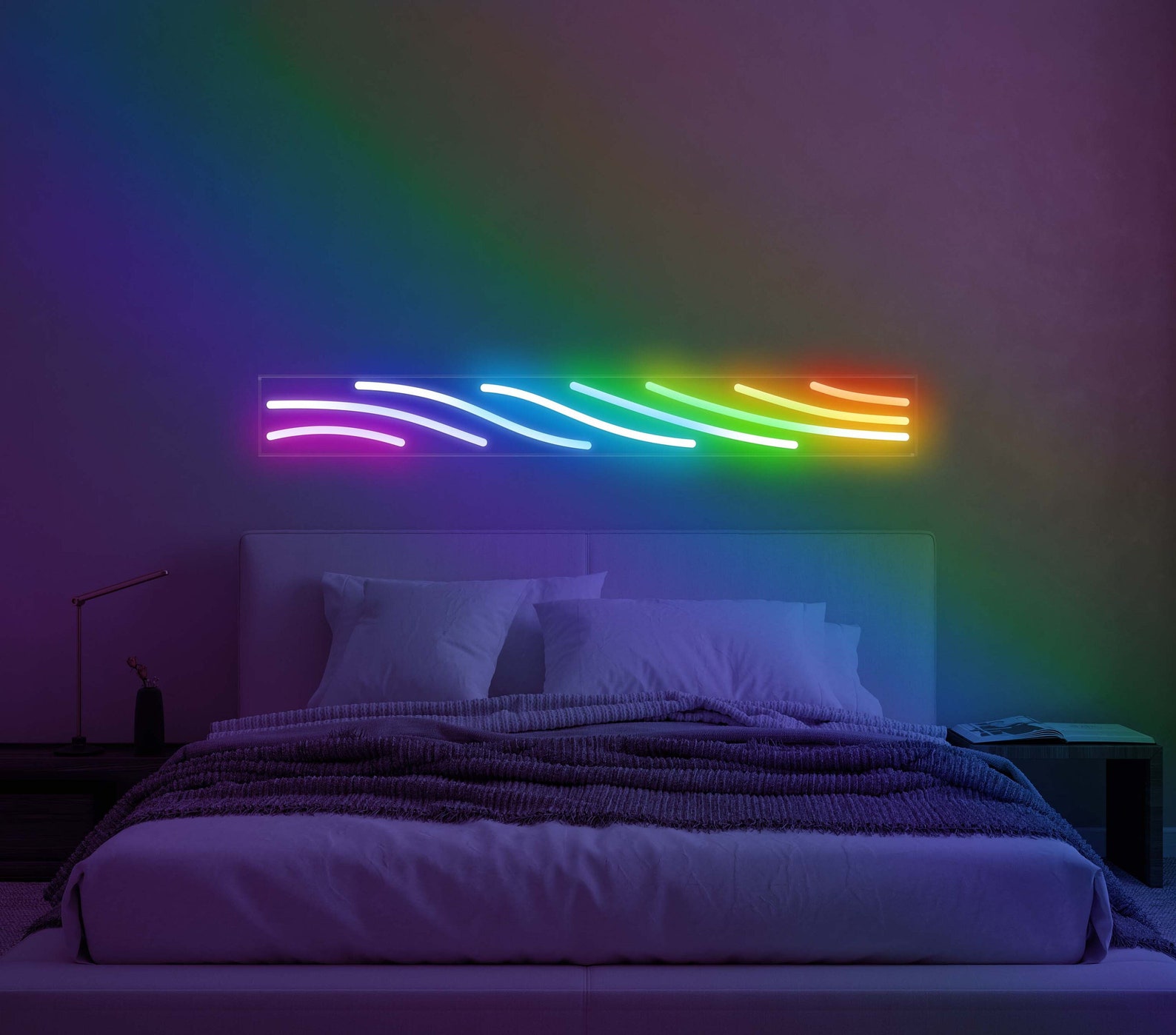 Rainbow Neon Sign - LED Neon Sign, Wall Decor, Wall Sign, Kids Neon ...