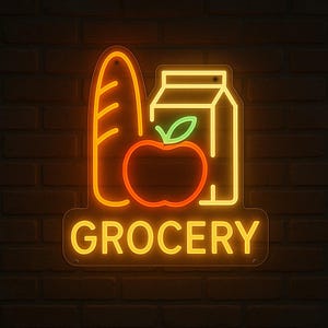 Grocery Neon Sign, Vegetables Neon Sign, Grocery Shop Sign, Grocery ...