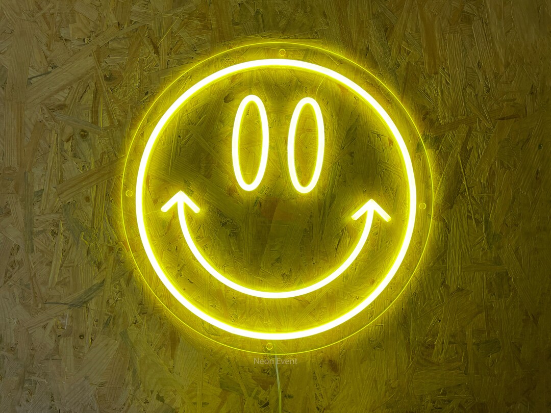 Smiley Neon Sign Smile Neon Sign, Happy Neon Sign, Custom Home Light ...