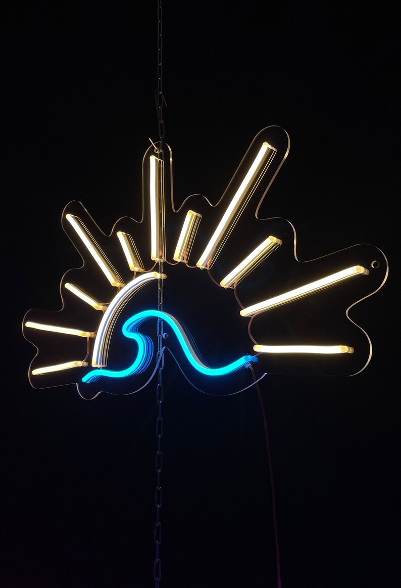 Sun Wave Neon Sign LED Neon Sign Wall Decor Wall Sign - Etsy