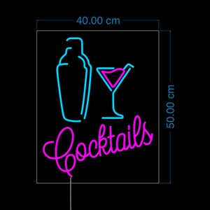 Coctail Neon Sign, Neon Decoration for Cafes, Home Neon Sign, Wall ...
