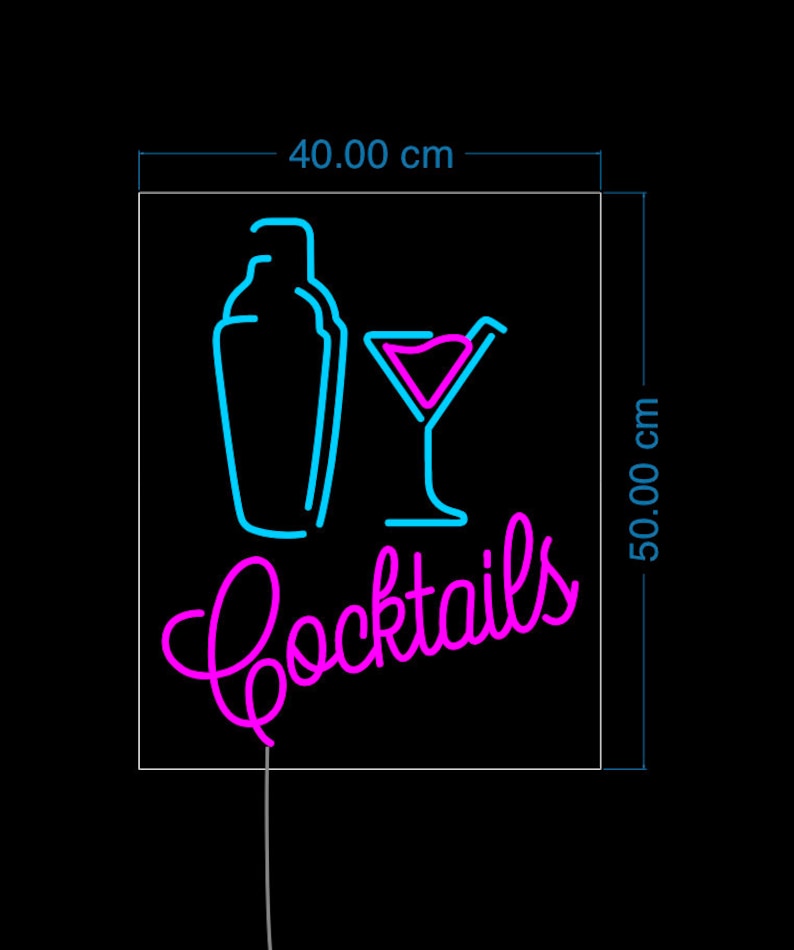 Coctail Neon Sign, Neon Decoration for Cafes, Home Neon Sign, Wall ...