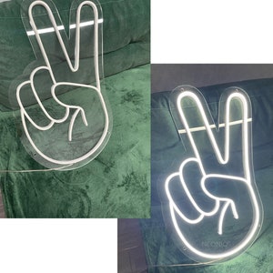 Peace Hand Neon Sign - Peace LED Neon Sign, Gift for Him, Gift for Him ...