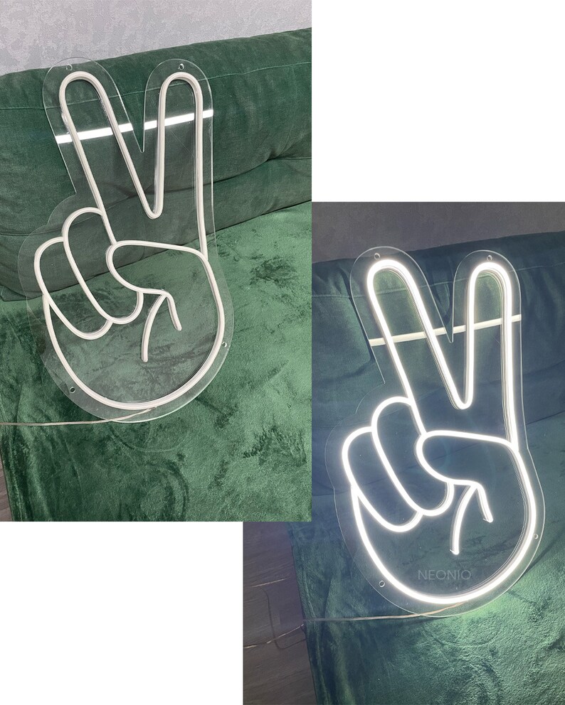 Peace Hand Neon Sign - Peace LED Neon Sign, Gift for Him, Gift for Him ...