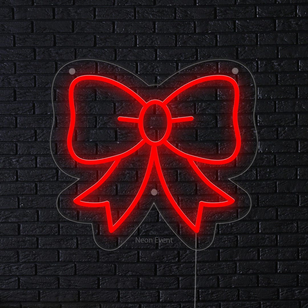Bow Neon Sign, Cute Bow Sign, Сhristmas Bow for Your Home, New Year ...