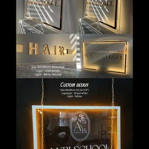 Acrylic Gold Mirror Logo Sign With Neon Light, Logo Decoration Office ...