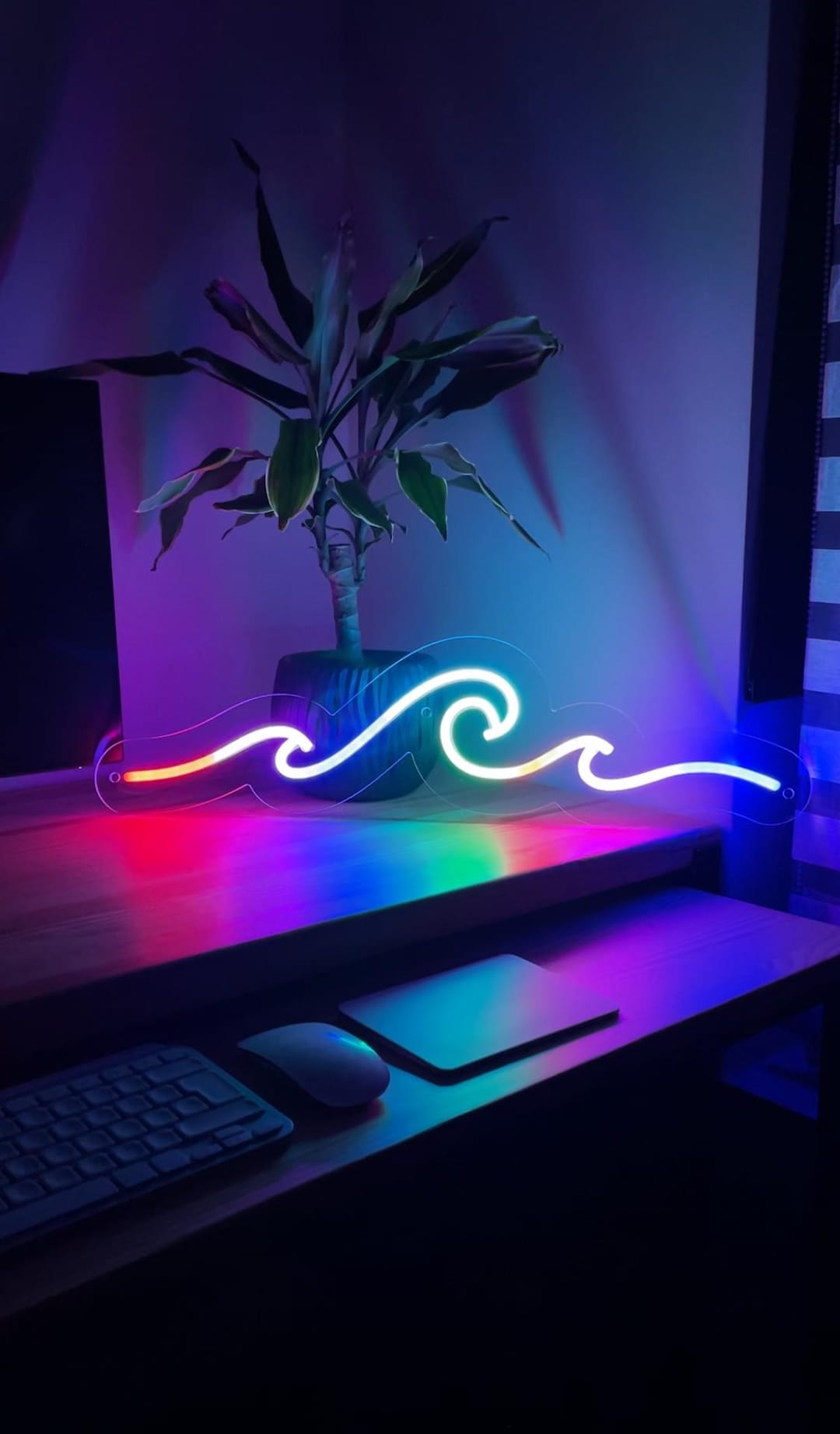 Smart Wave Neon Sign - LED Neon Sign, Wall Decor, Smart Neon, Sea Led ...