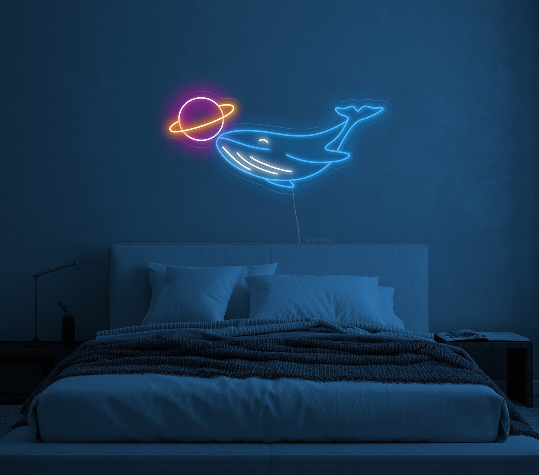 Whale Neon Sign - LED Neon Sign, Wall Decor, Wall Sign, Saturn Neon ...