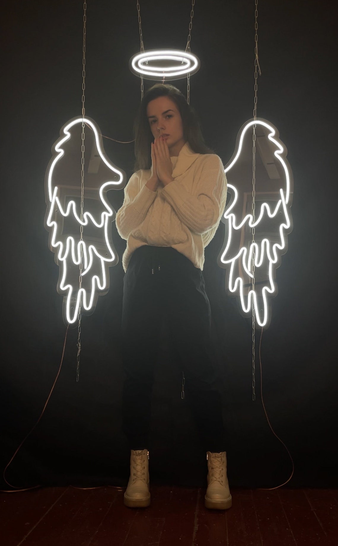 Angel Wings and Halo Neon Sign Custom Angel Wings Neon Sign - Etsy
