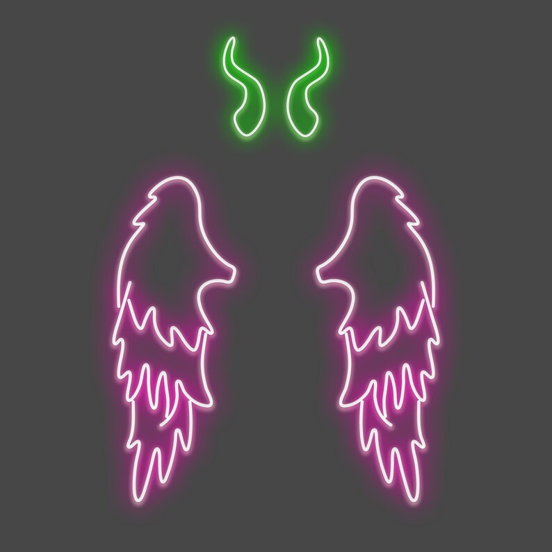 Angel and Devil LED Neon Sign Wings Neon Sign Wings Halo - Etsy