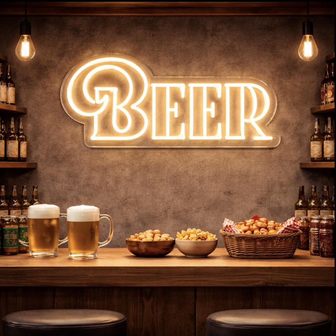 Beer Neon Sign - Drink Neon Sign, Bar Wall Decor, Drinks Led Neon Sign ...
