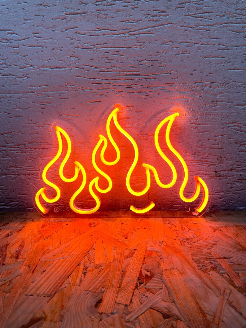 Fire Neon Sign LED Neon Sign, Fire Neon Light, Hot Neon Sign, Fireplace ...