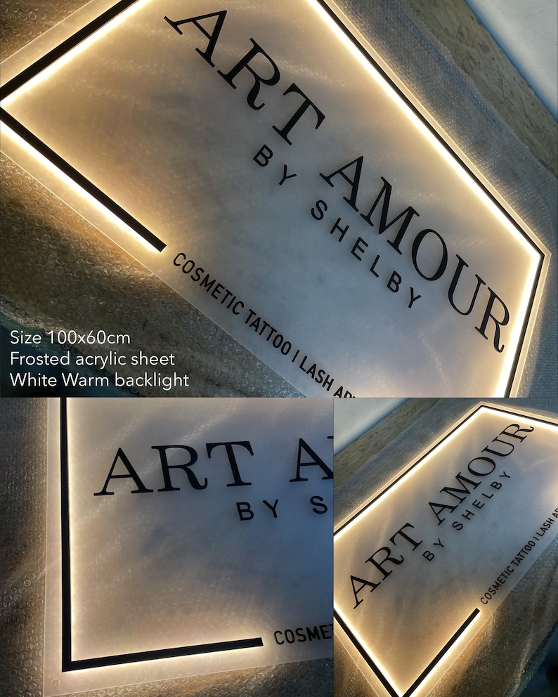 Acrylic Gold Mirror Logo Sign With Neon Light, Logo Decoration Office ...