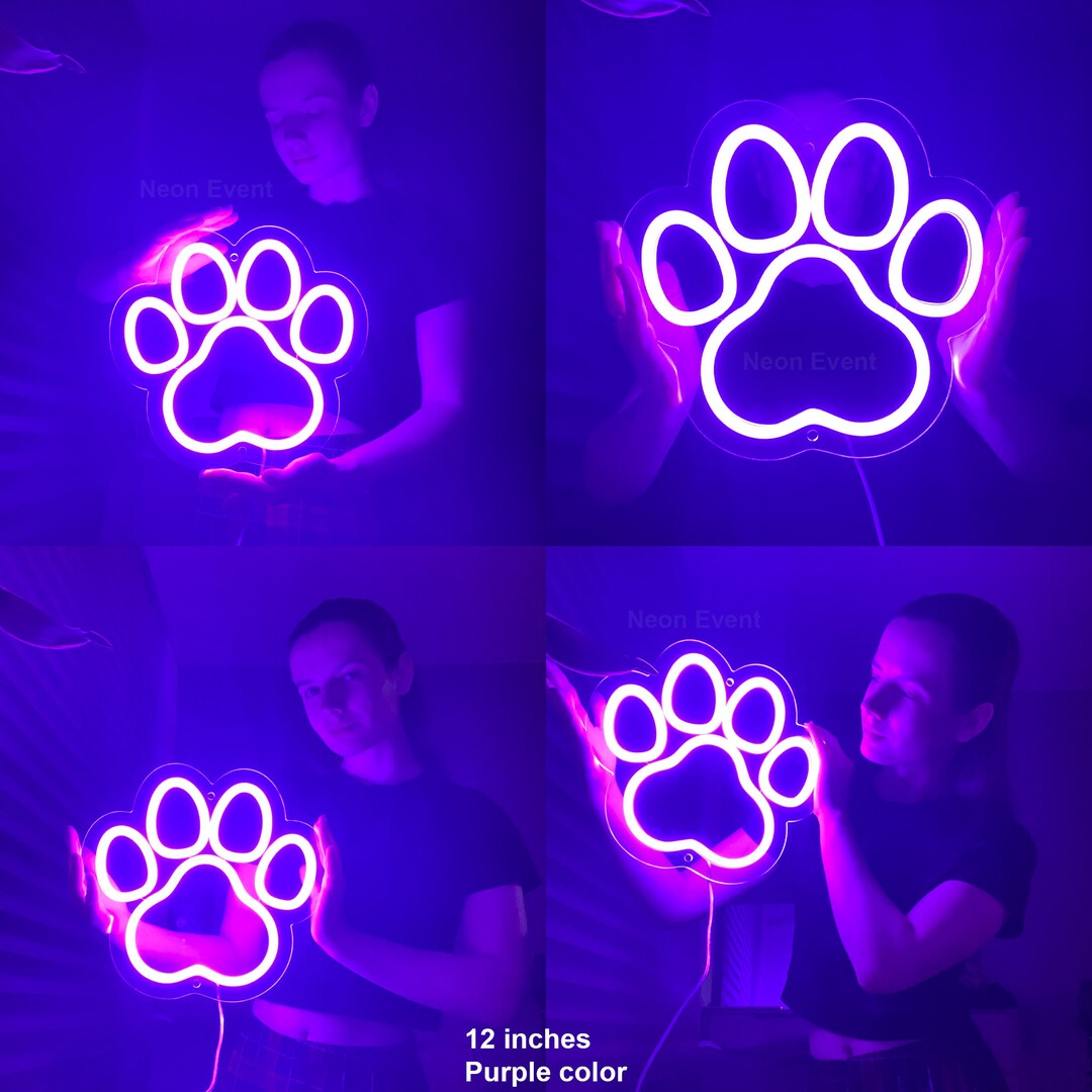 PAW Neon Sign, ANIMAL Neon Sign, Dod Paw Cat Neon, Pet Store Decor, PAW ...