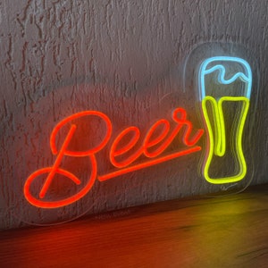 Beer Neon Sign - LED Neon Sign, Wall Decor, Wall Sign, Drink Led Neon ...