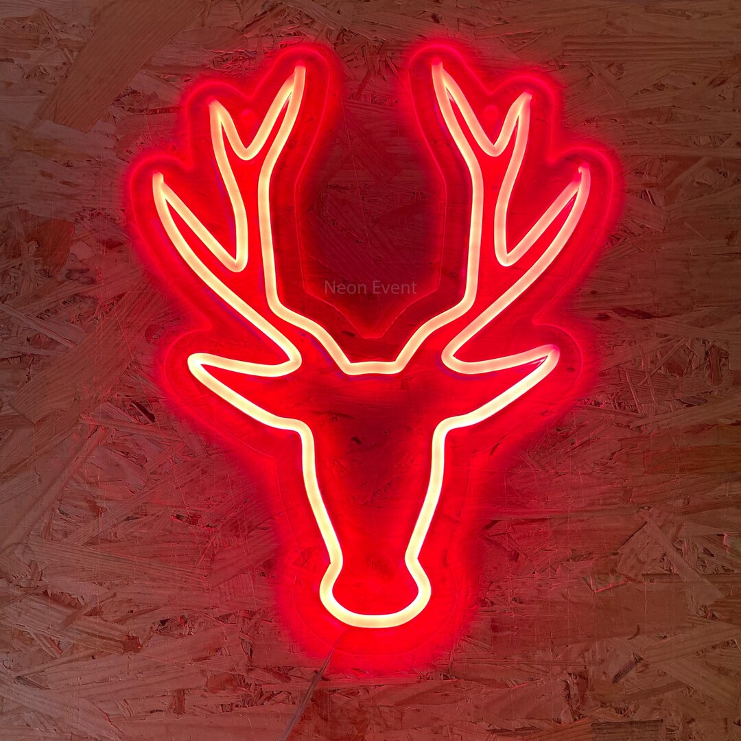 Deer Neon Sign - LED Neon Sign, Wall Decor, Wall Sign, Nature Led Neon ...