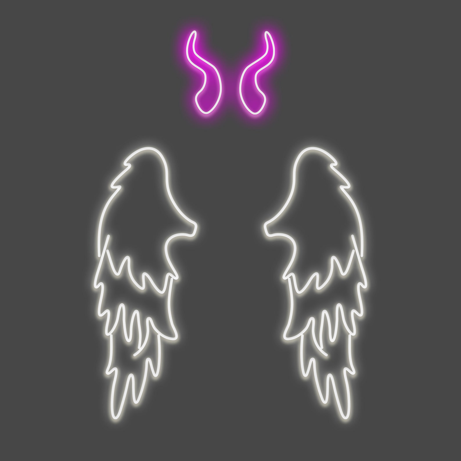 Angel and Devil LED Neon Sign, Wings Neon Sign, Wings Halo Neon, Wings ...
