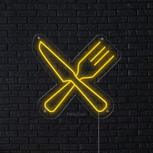 Knife and Fork Neon Sign, Food Neon Sign, Tableware Neon Sign, Cafe ...