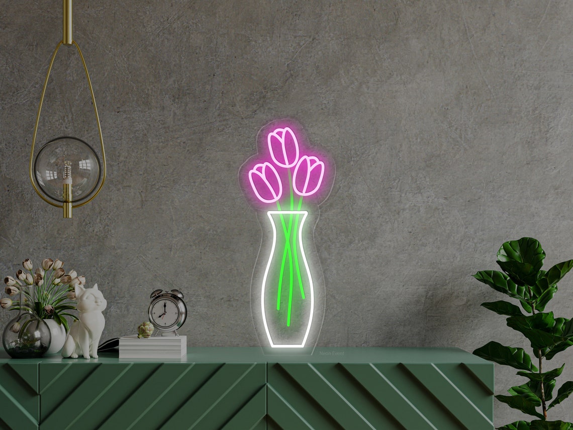 Flowers Neon Sign - Tulips Neon Light, Bouquet of Flowers Neon Sign ...