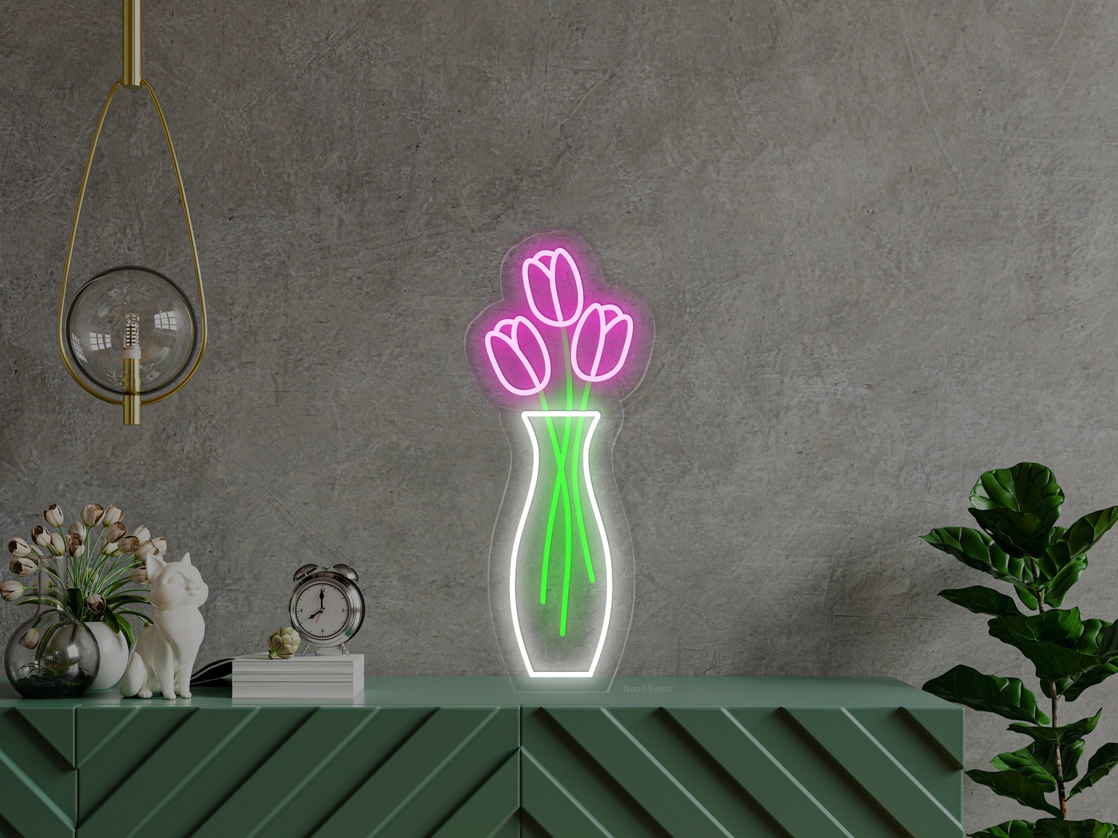Flowers Neon Sign - Tulips Neon Light, Bouquet of Flowers Neon Sign ...