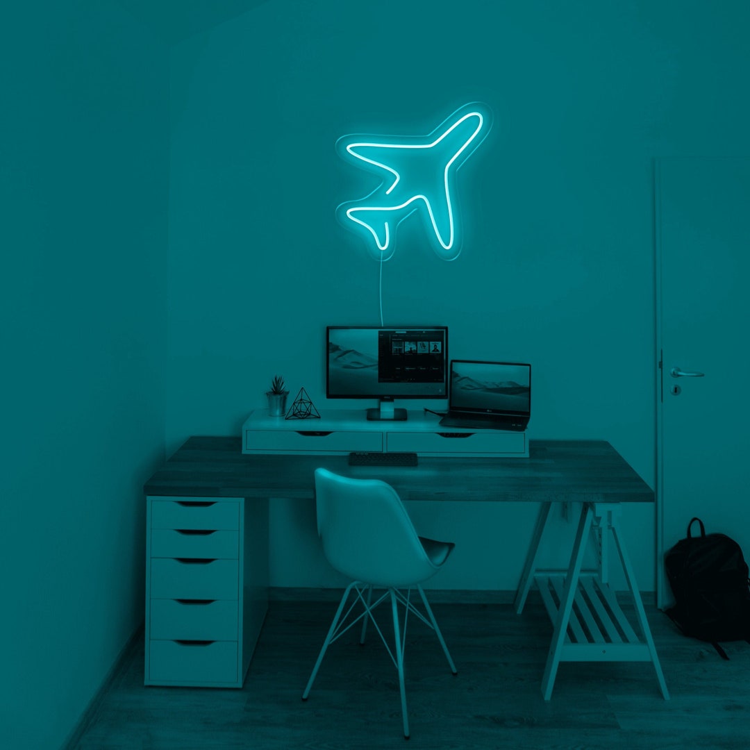 Plane Neon Sign, Fly Neon Sign, Neon Bedroom, Office Neon, Wall Decor ...