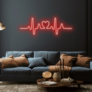 Heartbeat Neon Sign - LED Neon Sign, Wall Decor, Wall Sign, Love Led ...