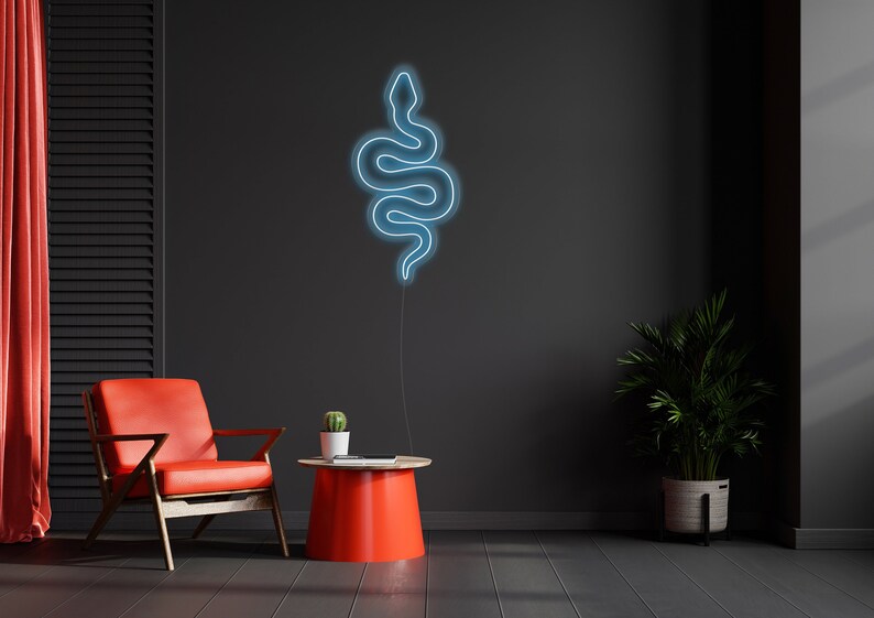 Snake Neon Sign - LED Neon Sign, Wall Decor, Wall Sign, Snake Led Sign ...