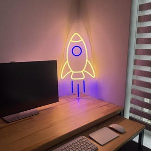Rocket Neon Sign, Space Led Sign , Home Neon Sign, Wall Decor, Wall ...