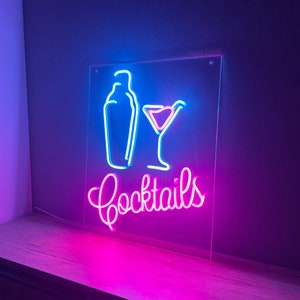 Coctail Neon Sign, Neon Decoration for Cafes, Home Neon Sign, Wall ...