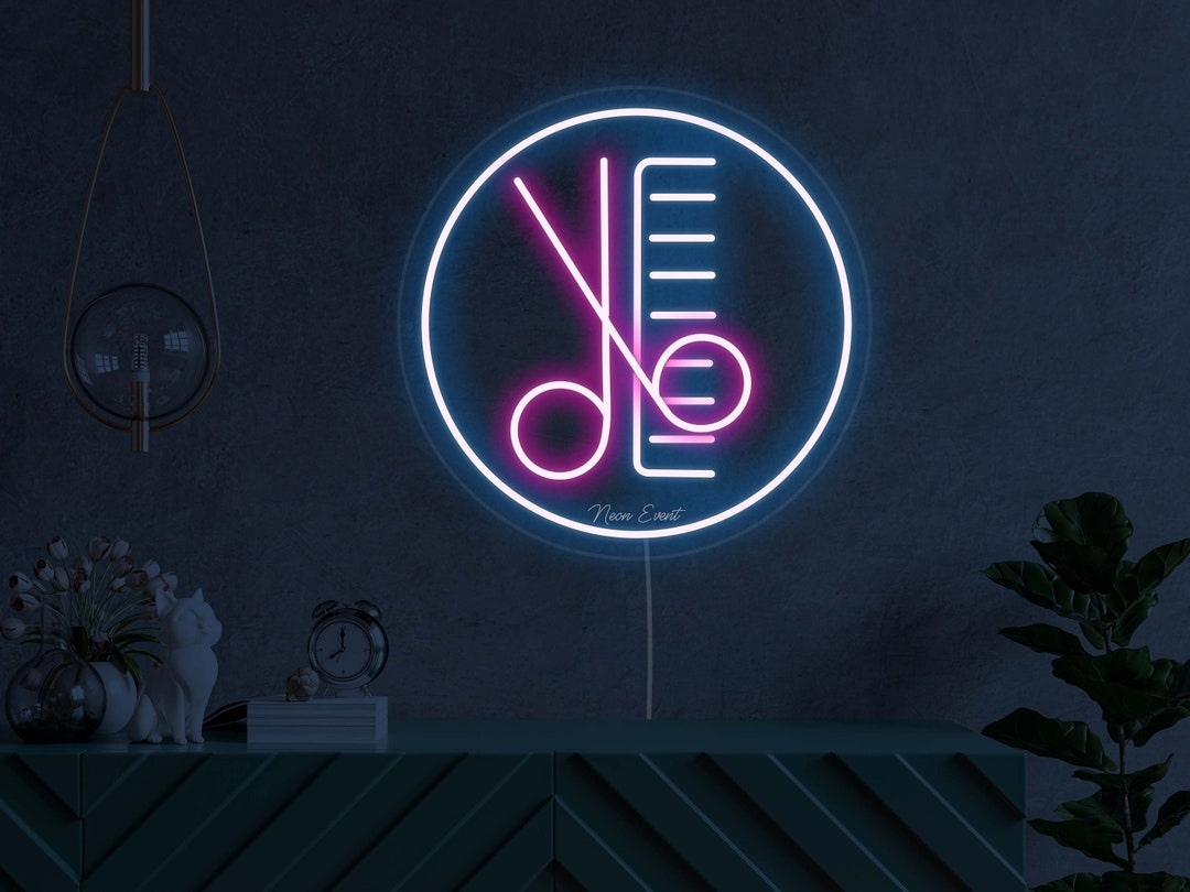 Hair Salon Neon Sign - Scissors Neon Sign, Barbershop Neon Sign, Beauty ...