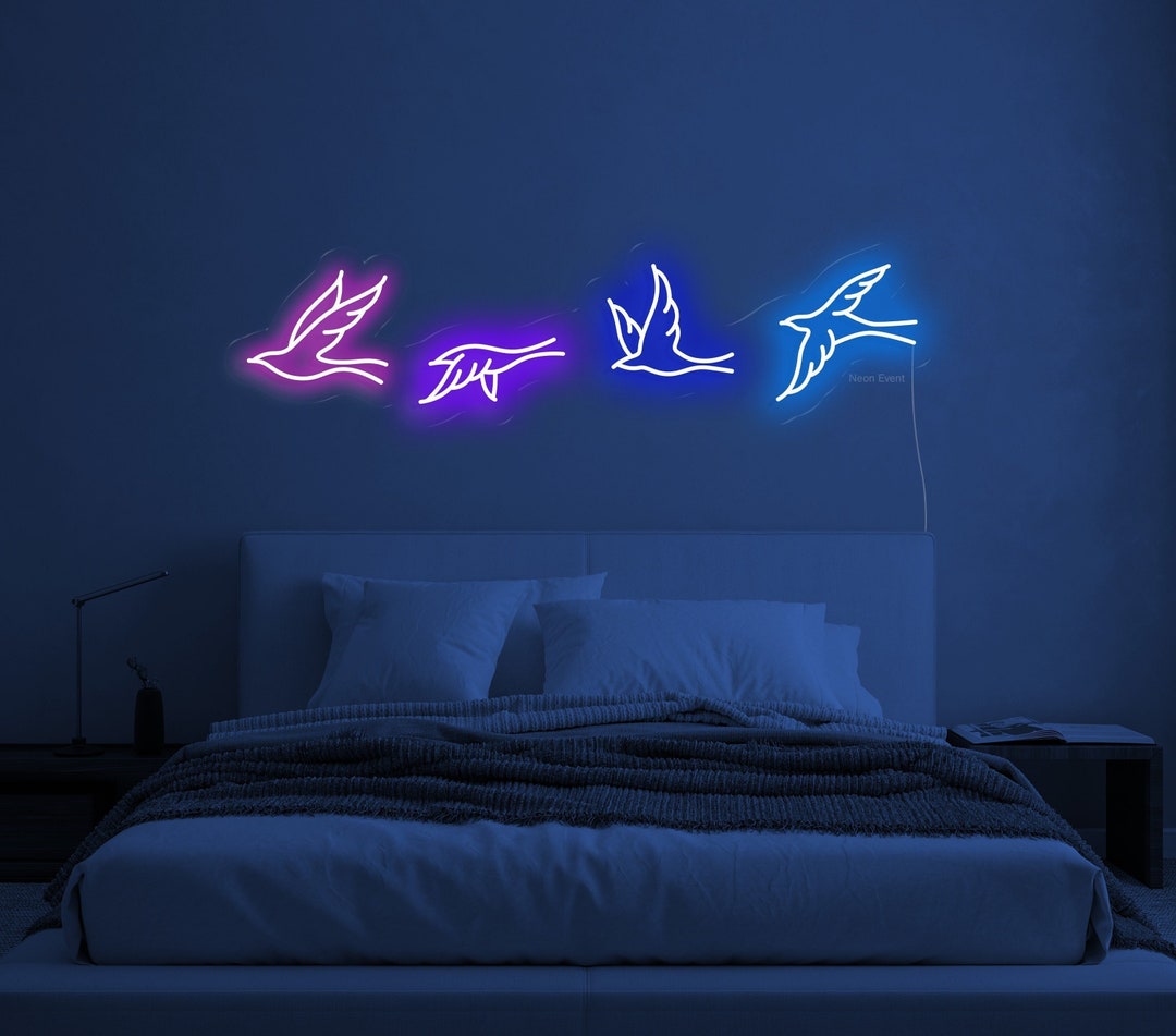Birds Neon Sign - Bird Neon Sign, Flying Bird Sign, Wall Sign, Animal ...