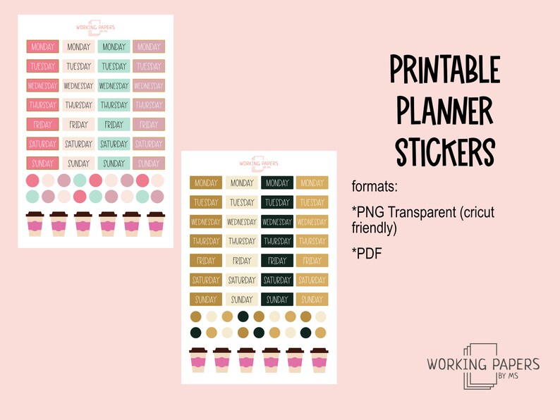 PRINTABLE Planner Stickers Sheet DOWNLOAD E Pretty Neutral Color ...