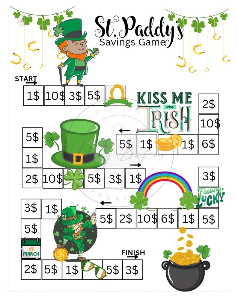 St. Patty's Savings Game, Savings Challenge, Cash Envelope, Instant ...