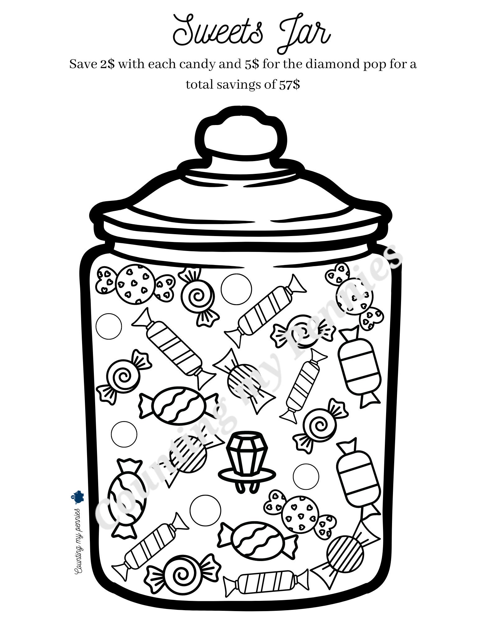 Sweets Savings Challenge Counting My Pennies Cash Envelopes - Etsy