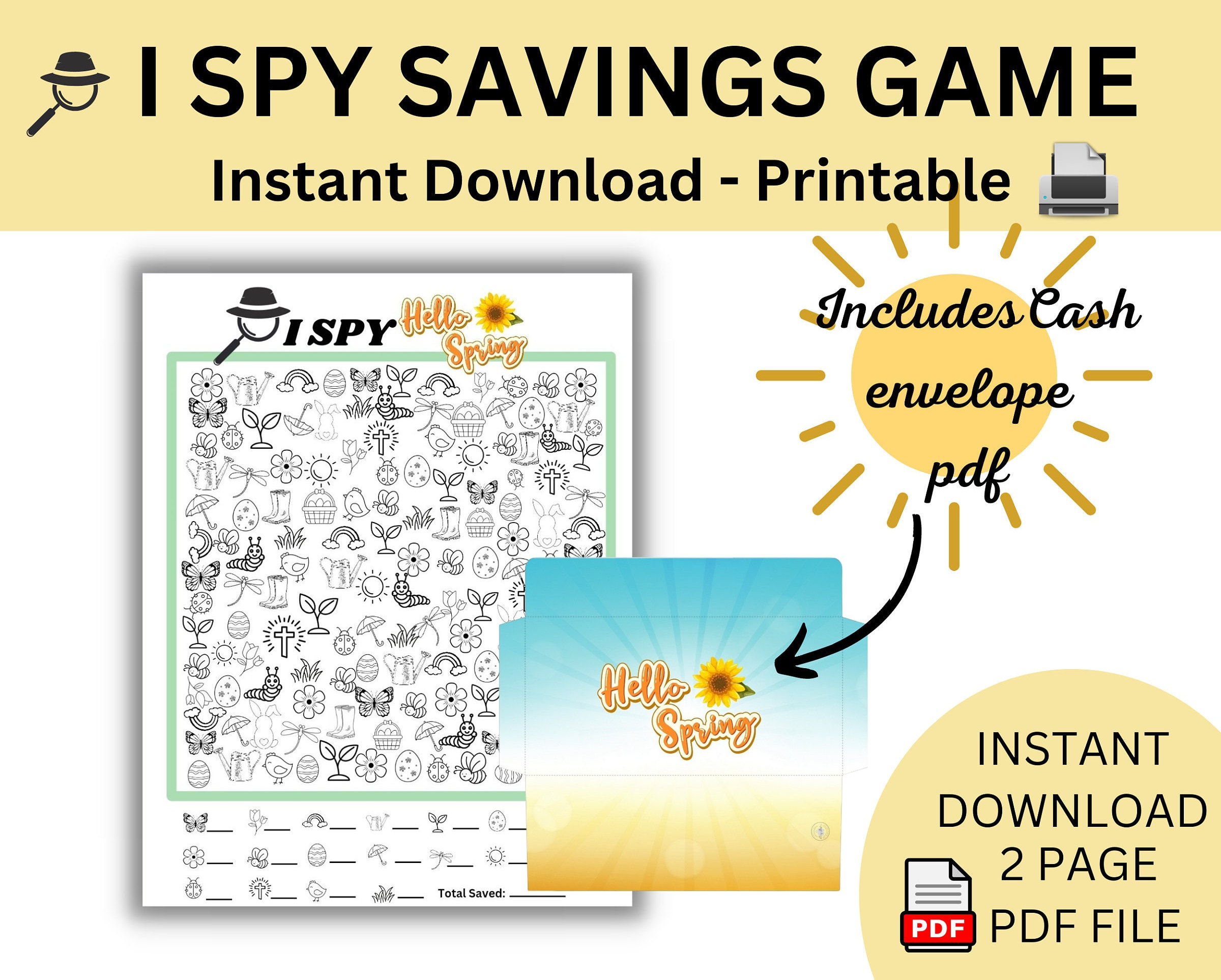 I Spy Savings Game, Cash Envelope, Instant Download, Printable PDF File ...