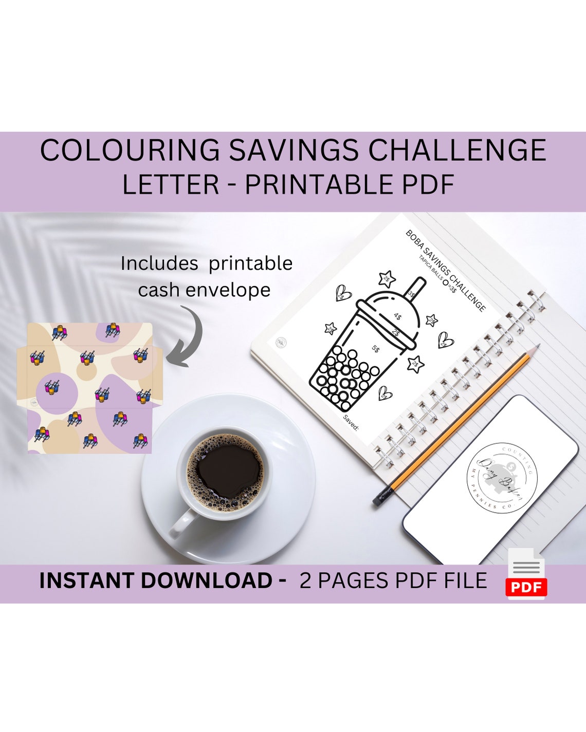 Boba Tea Savings Challenge, Cash Envelope, Instant Download, PDF - Etsy
