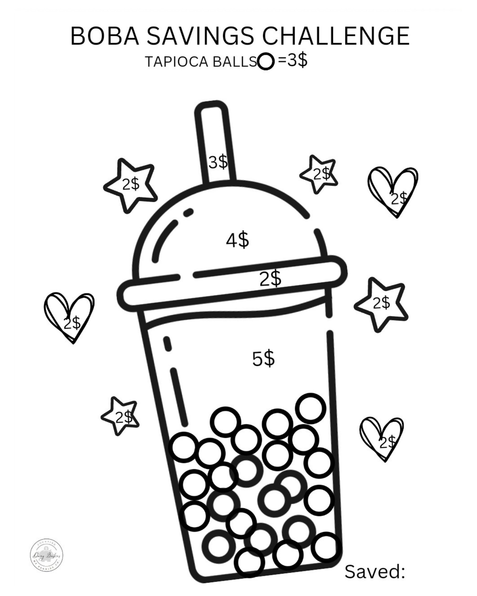 Boba Tea Savings Challenge, Cash Envelope, Instant Download, PDF - Etsy