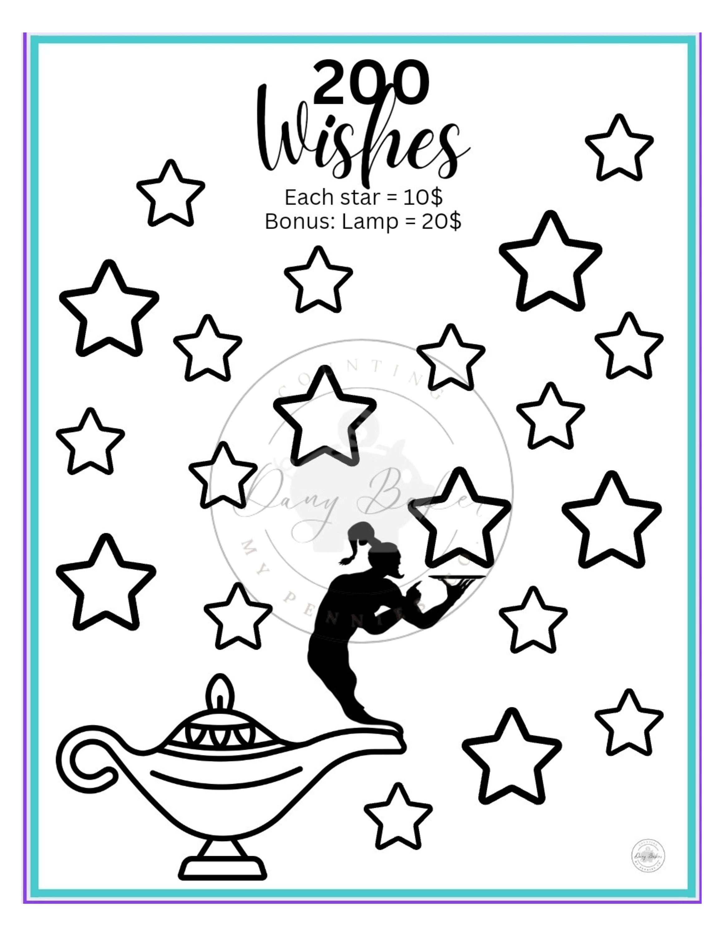 200 Wishes, Savings Colouring Page, Cash Envelope, Pdf, Instant ...