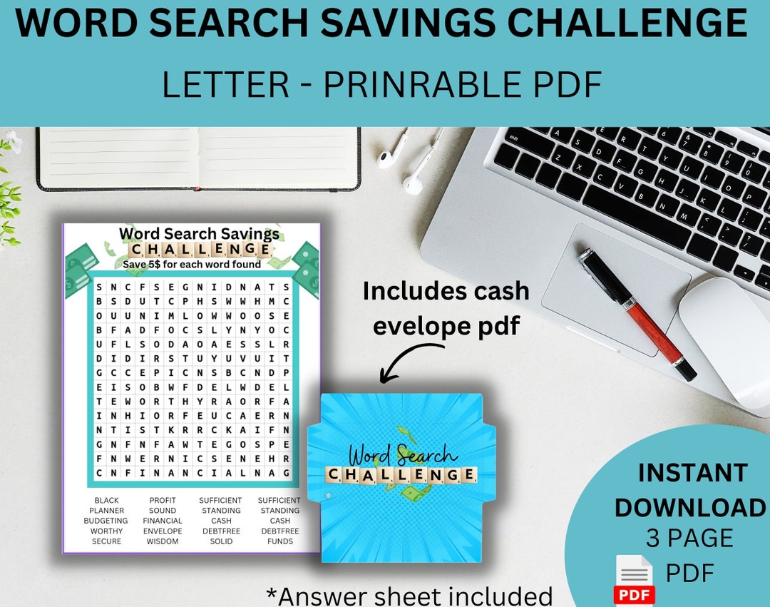 Word Search Savings Challenge Digital Download Cash - Etsy