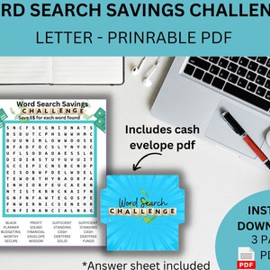 Word Search Savings Challenge Digital Download Cash - Etsy