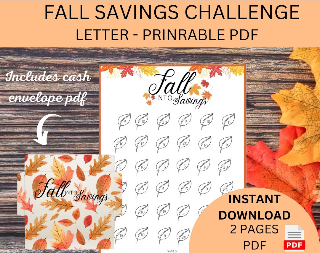 Fall Savings Challenge, Cash Envelope, Instant Download, PDF - Etsy