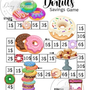 Donuts Savings Game, Savings Challenge, Cash Envelope, PDF File ...