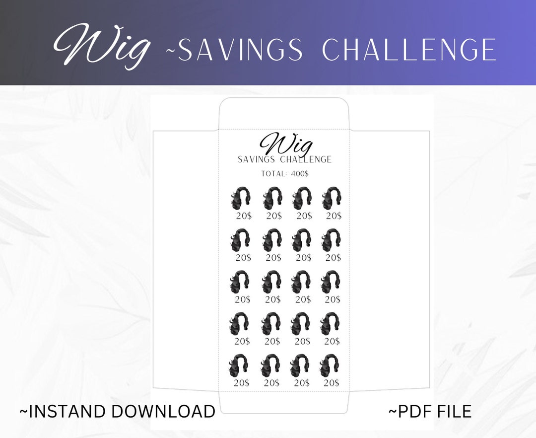 Wig Savings Challenge ~ Save 400 ~ Digital Download ~ Low Income ~ Cash ...