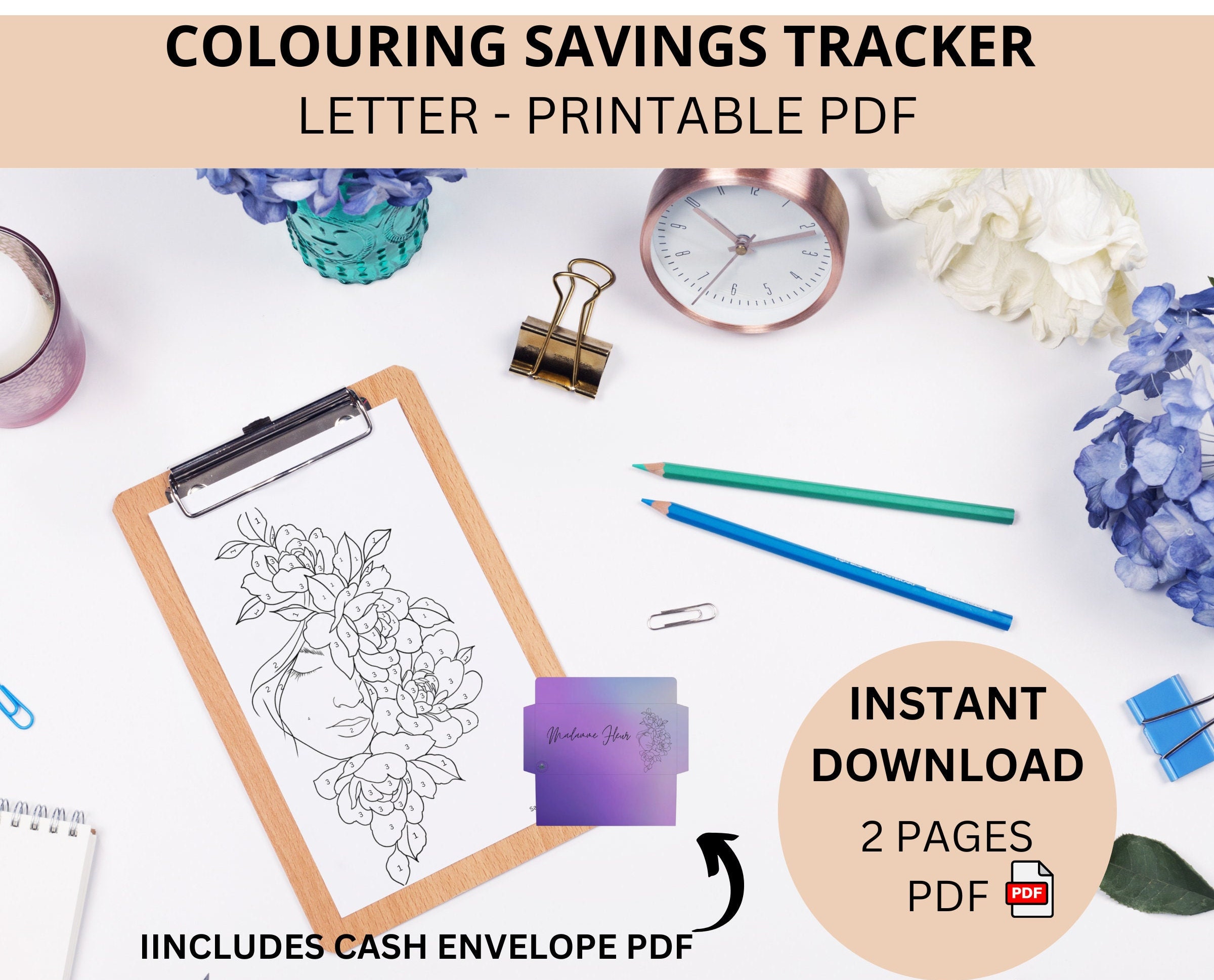 Colouring Savings Challenge Cash Envelope Save by Colour - Etsy