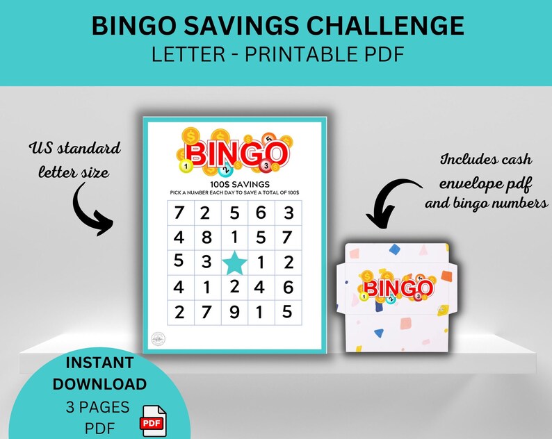 Bingo Savings Challenge, A6 Cash Envelope, Budgeting, Savings Challenge ...
