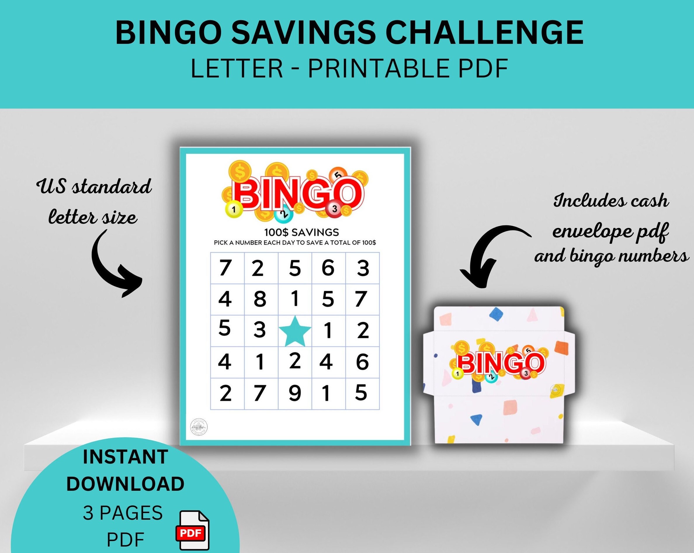 Bingo Savings Challenge, A6 Cash Envelope, Budgeting, Savings Challenge ...