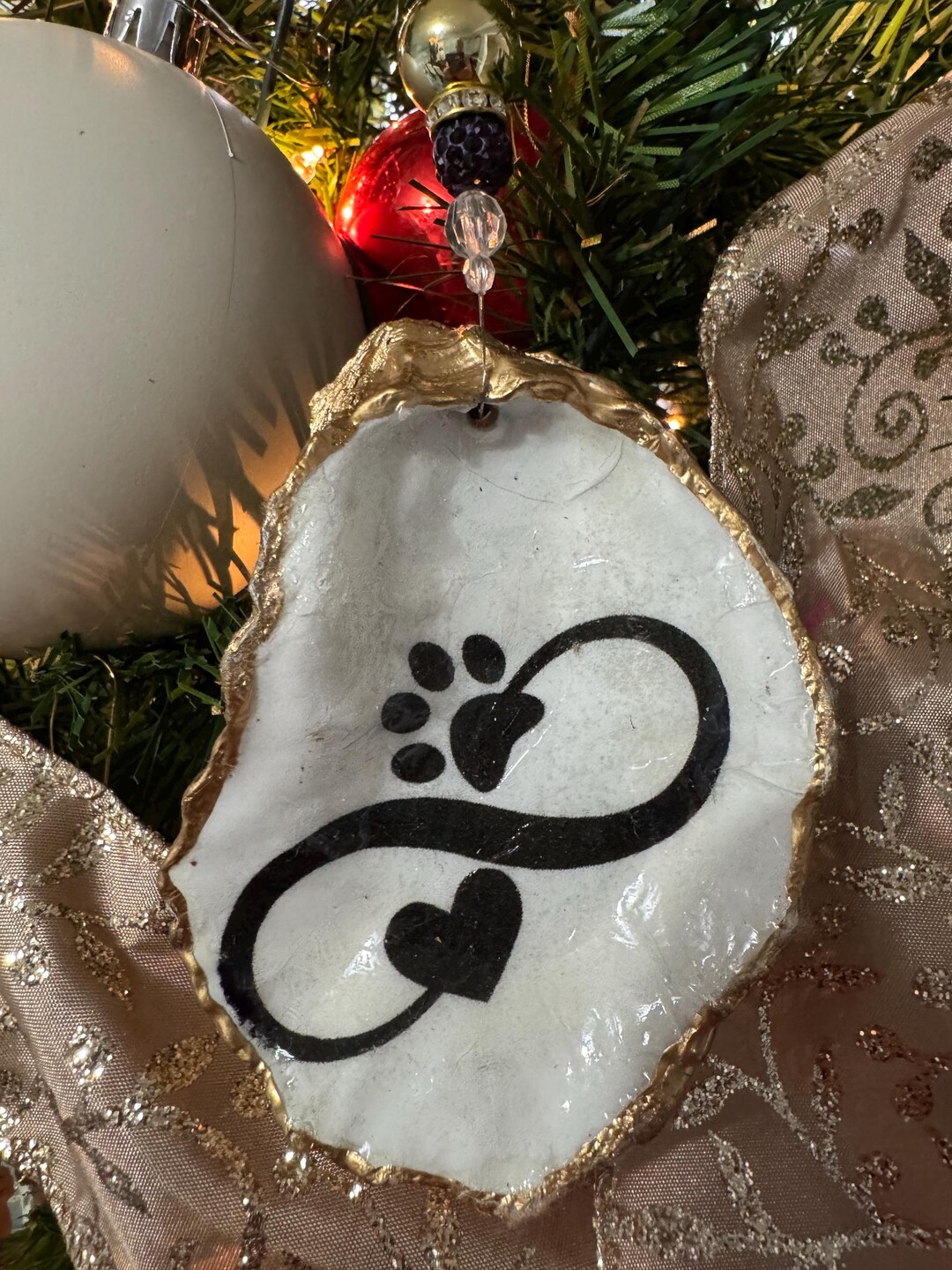 Infinity Paw Oyster Shell Christmas Ornament – Dog Lover Ornament | Pet ...